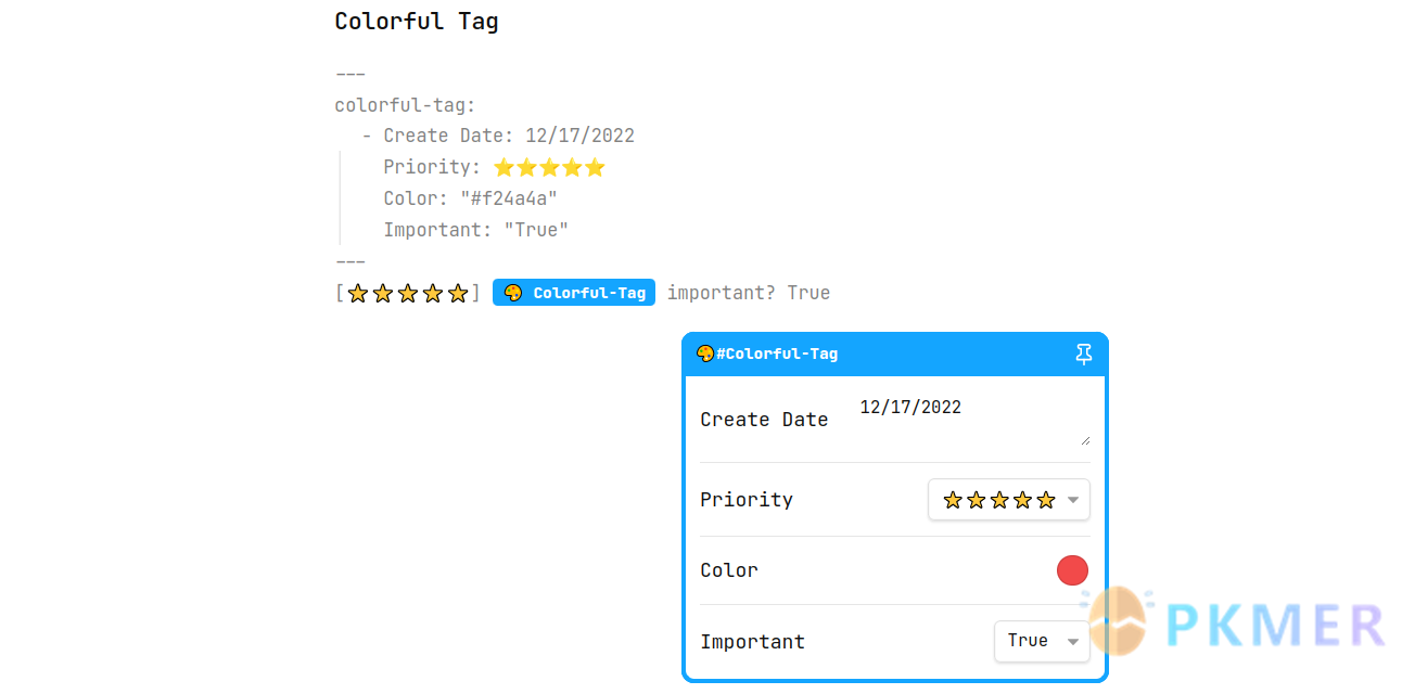 Obsidian 插件：【Readme】Colorful Tag