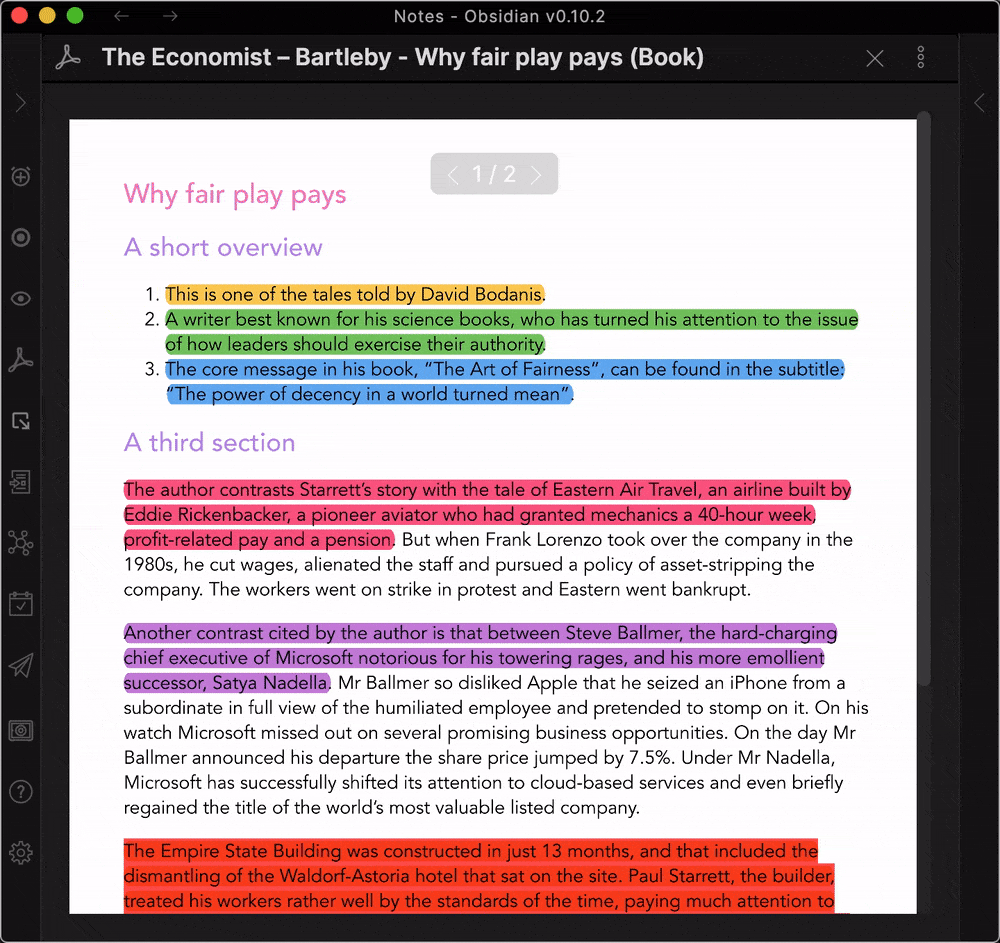Obsidian 插件：【Readme】PDF Highlights