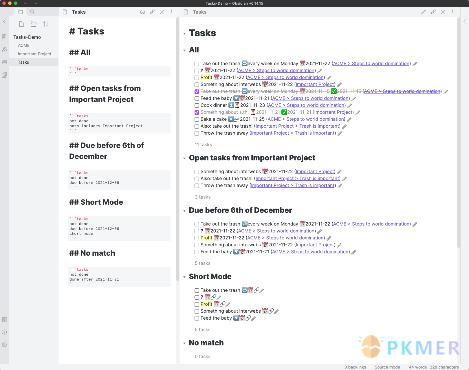 Obsidian 插件：【Readme】Tasks