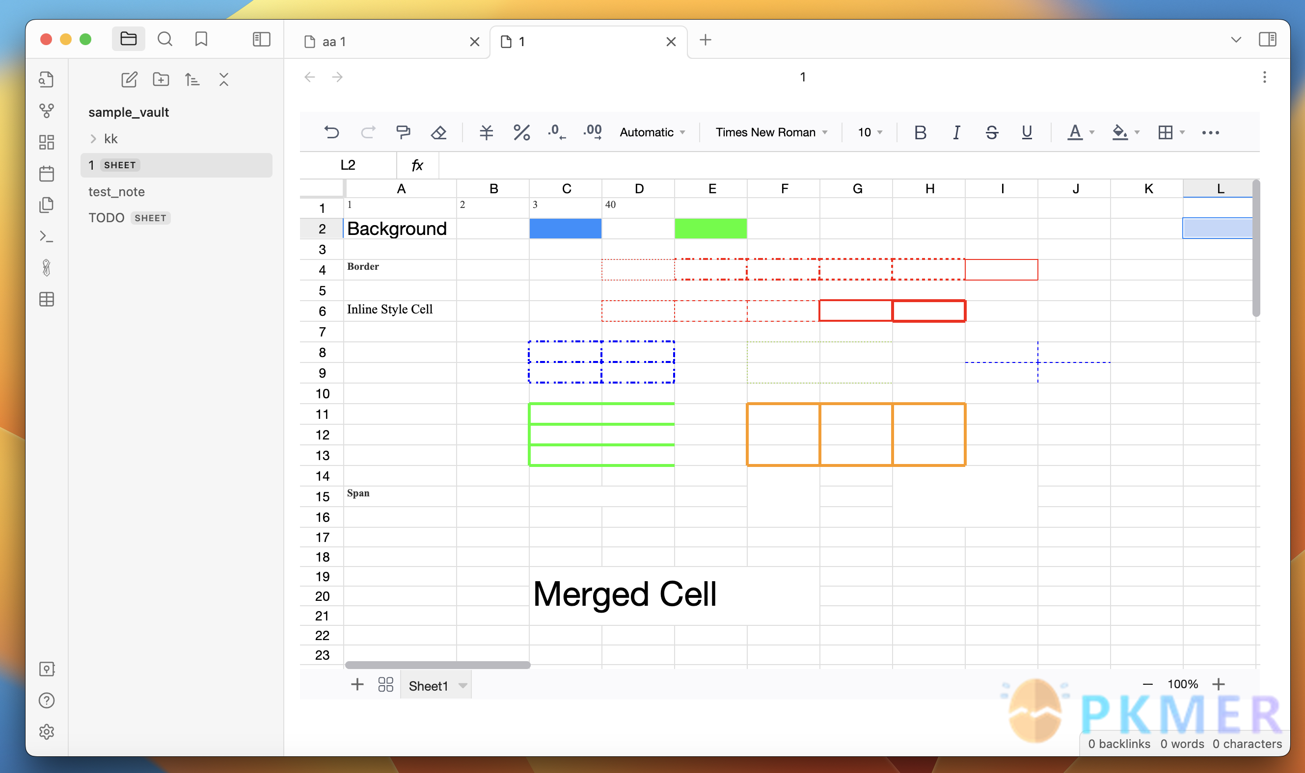 Obsidian 插件：【Readme】Spreadsheets