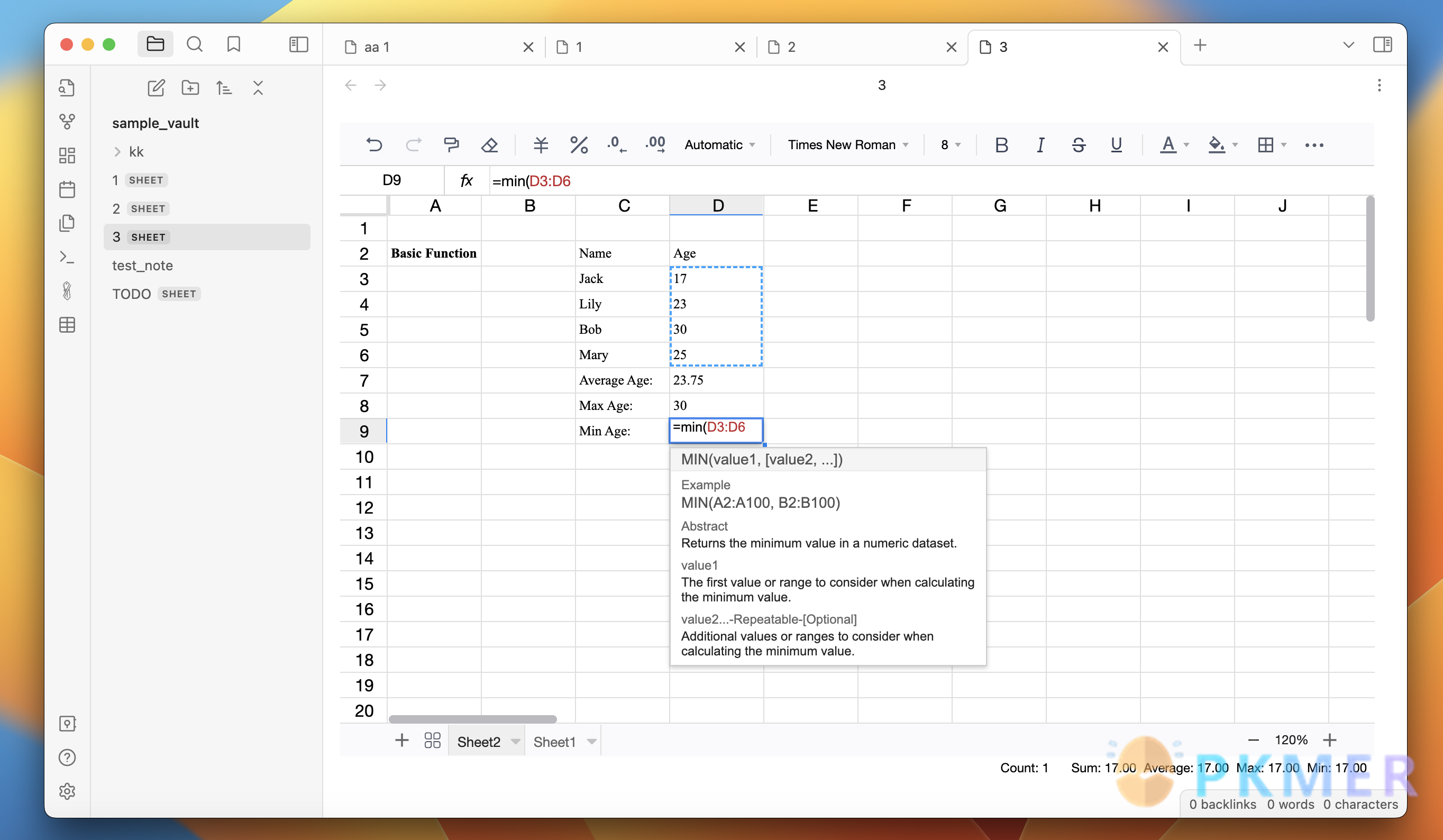 Obsidian 插件：【readme】spreadsheets 