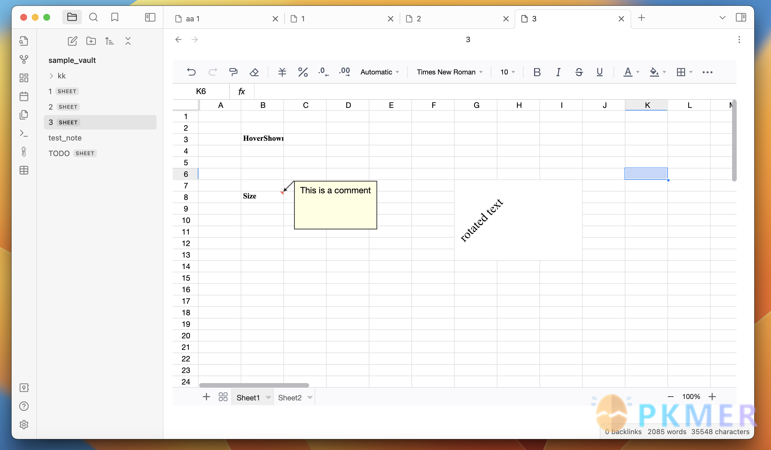 Obsidian 插件：【Readme】Spreadsheets