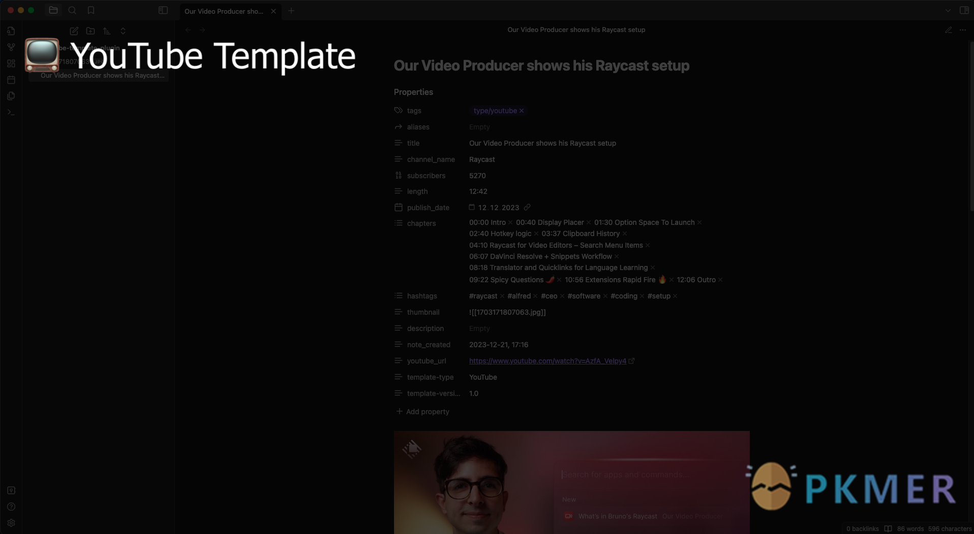 Obsidian 插件：【Readme】YouTube Template